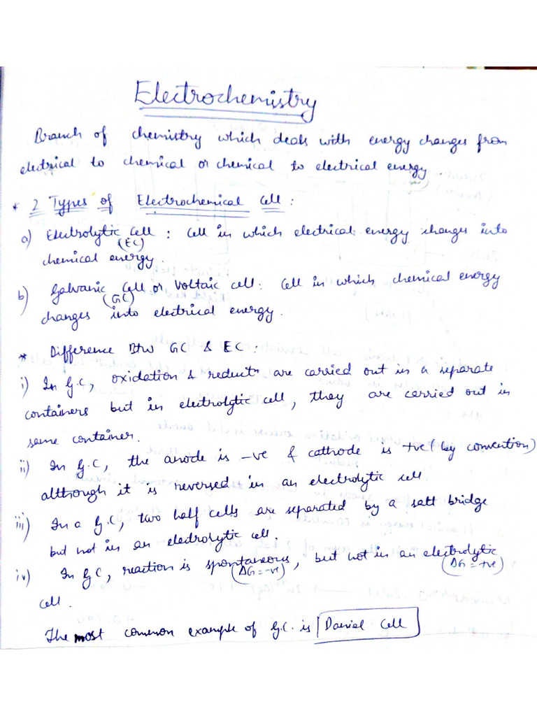 Electrochemistry Notes | PDF