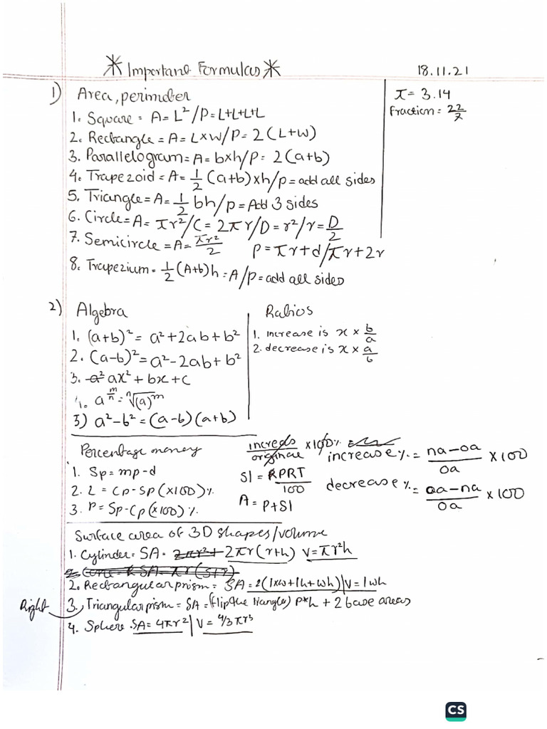 Formula Cheat Sheet VII | PDF