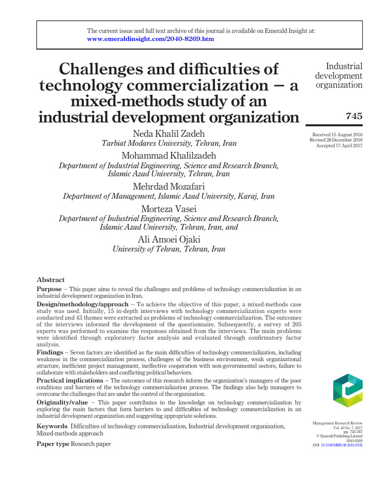 Technology Commercialization Challenges | PDF | Quantitative Research | Qualitative Research