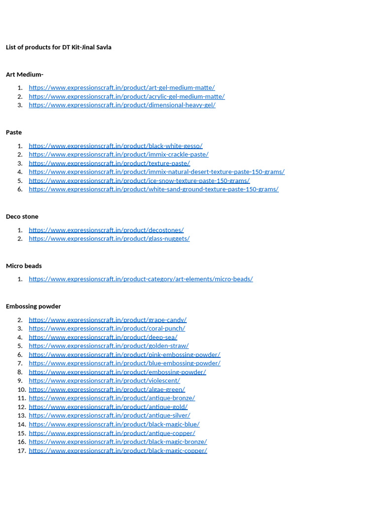 DT Kit Product List by Jinal Savla | PDF | Graphic Design | Artistic ...