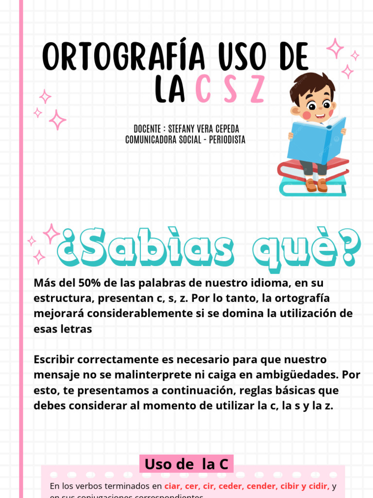 Uso de La C, S, Z Diapositivas | PDF | Unidades Semánticas | Gramática