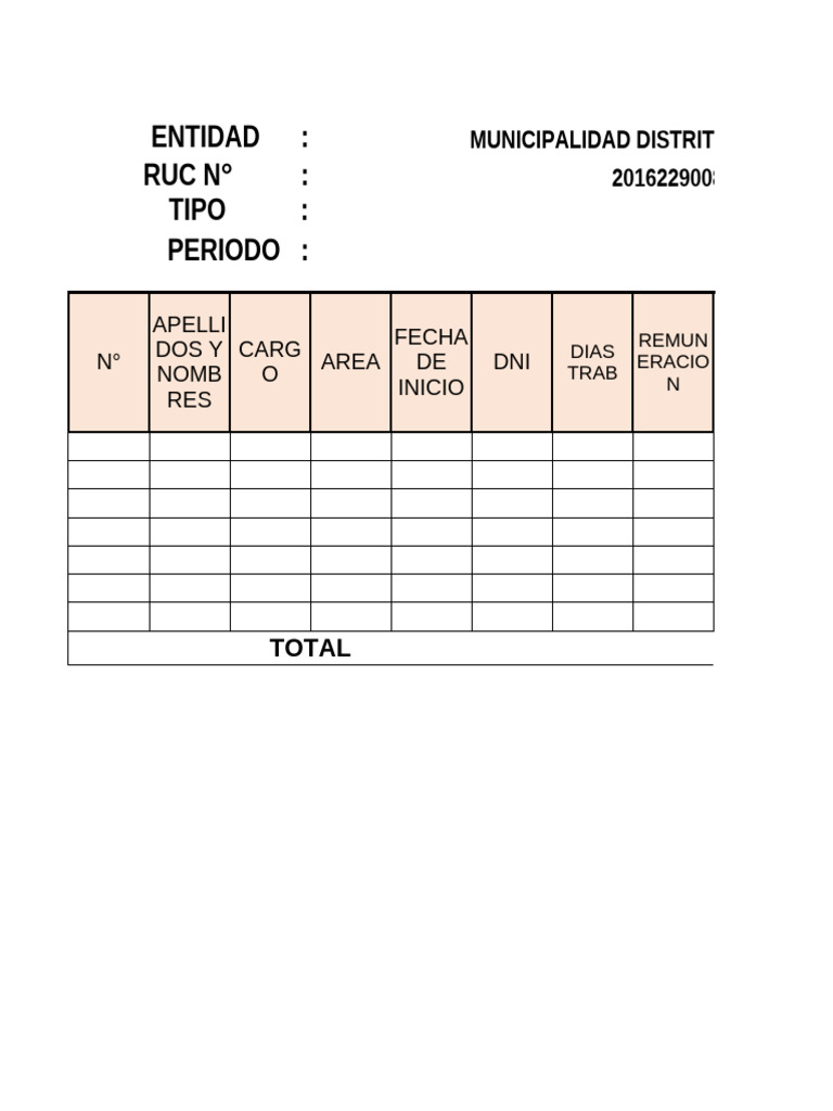Planilla Modelo | PDF
