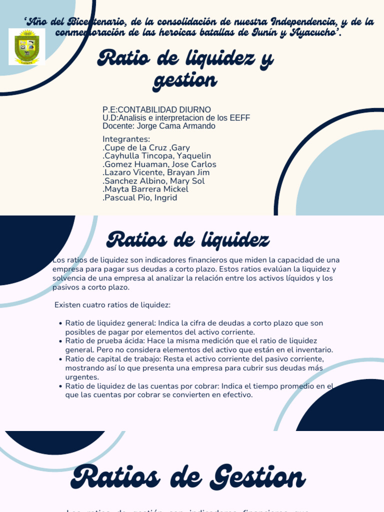 Ratios de Liquidez y Gestión | PDF | Ratio financiero | Liquidez de mercado