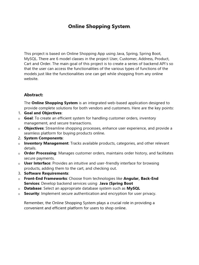 Simple Online Shopping System | PDF | Online Shopping | Software