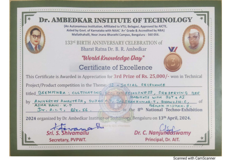 Ambedkar Techno Exhibition 3RD Prize | PDF