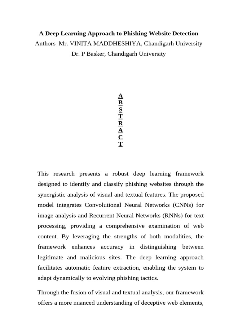A Deep Learning Approach To Phishing Website Detection | PDF | Deep Learning | Artificial Neural ...