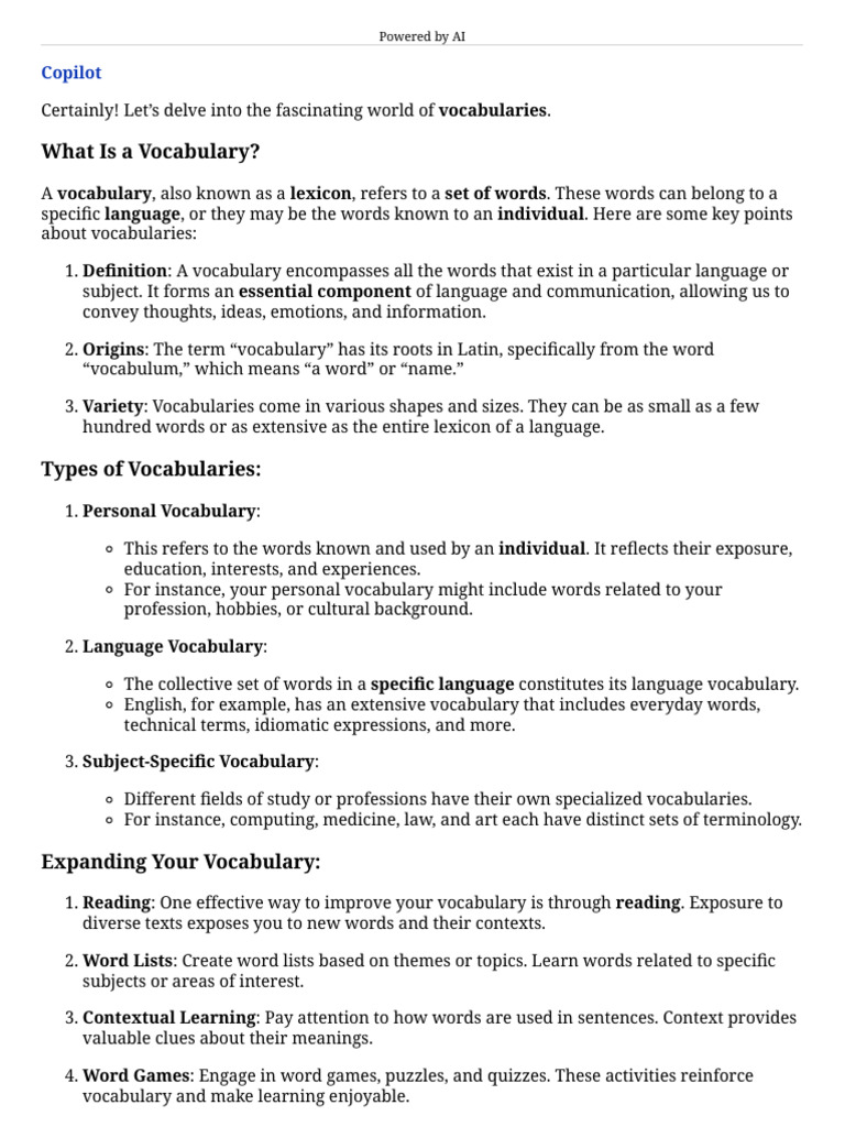 Vocabularies Notes | PDF | Vocabulary | Word