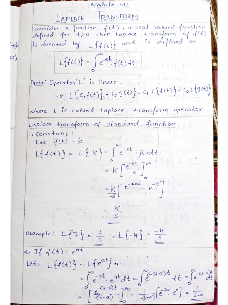Maths Mod 4-Laplace's Transformation | PDF