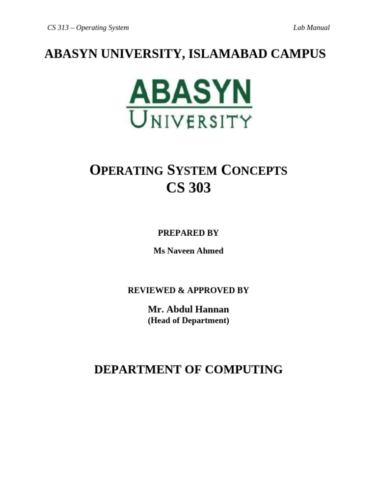Operating System Lab Manual for CS 313 | PDF | Linux Distribution | Linux