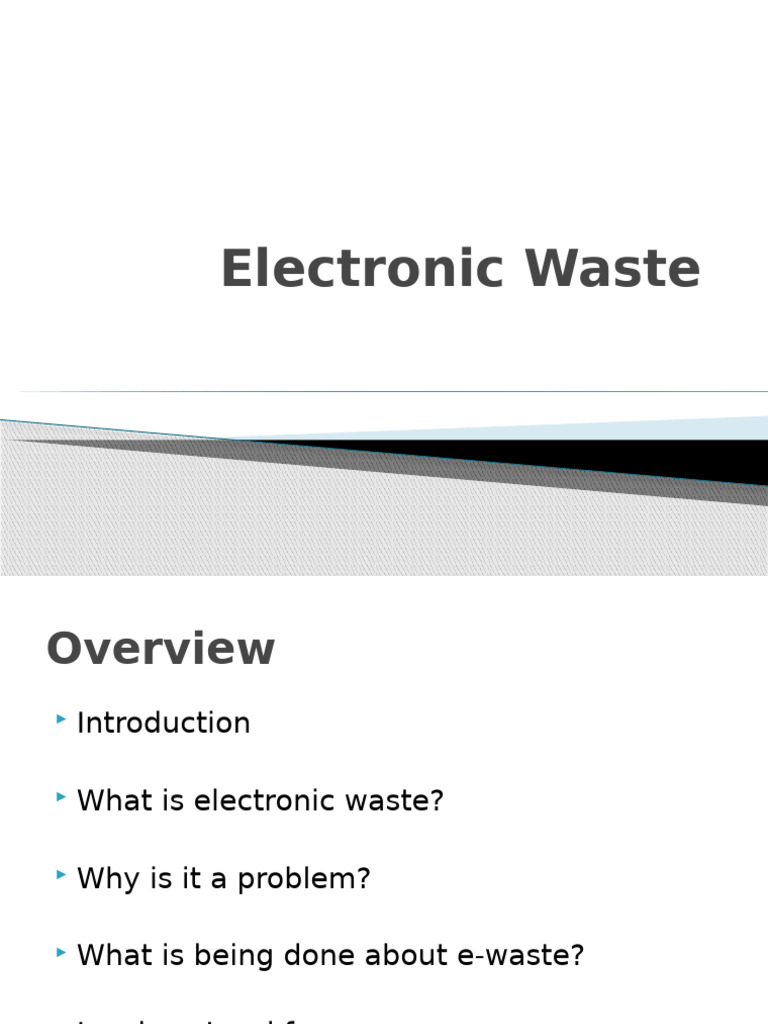 E Waste Presentation | PDF | Electronic Waste | Waste