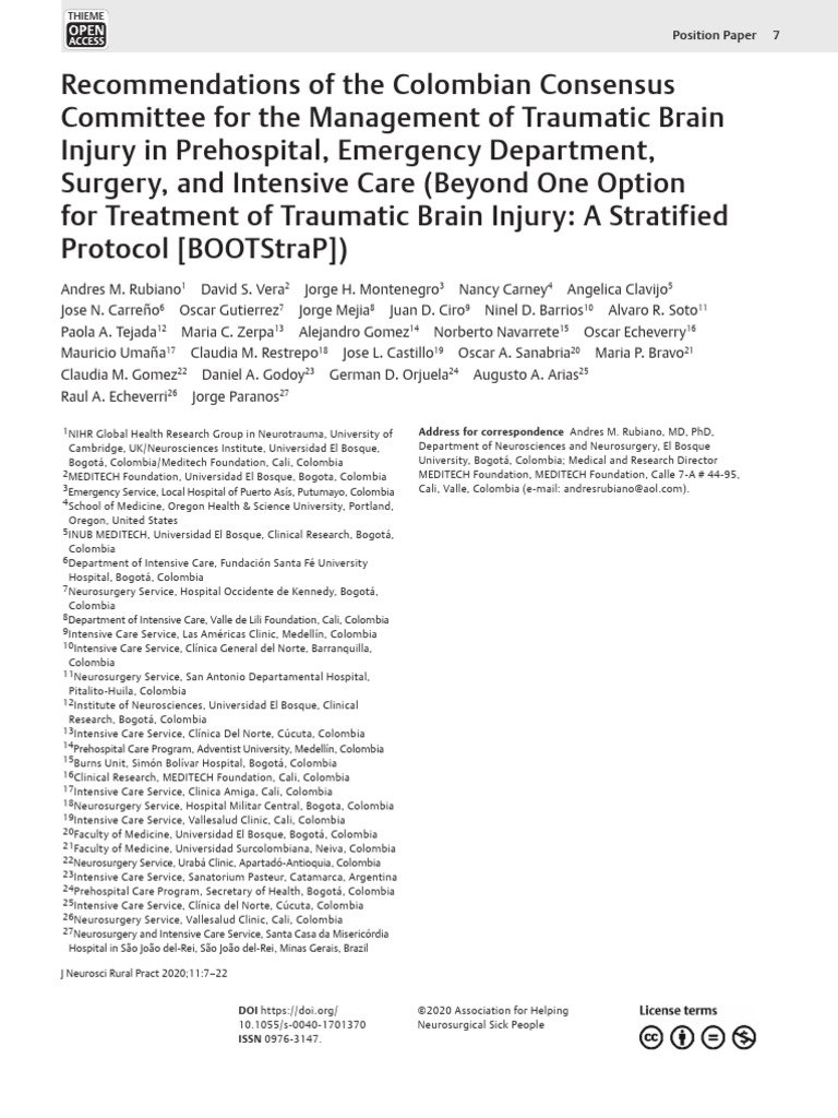 Colombian Guidelines for TBI Management | PDF | Traumatic Brain Injury ...