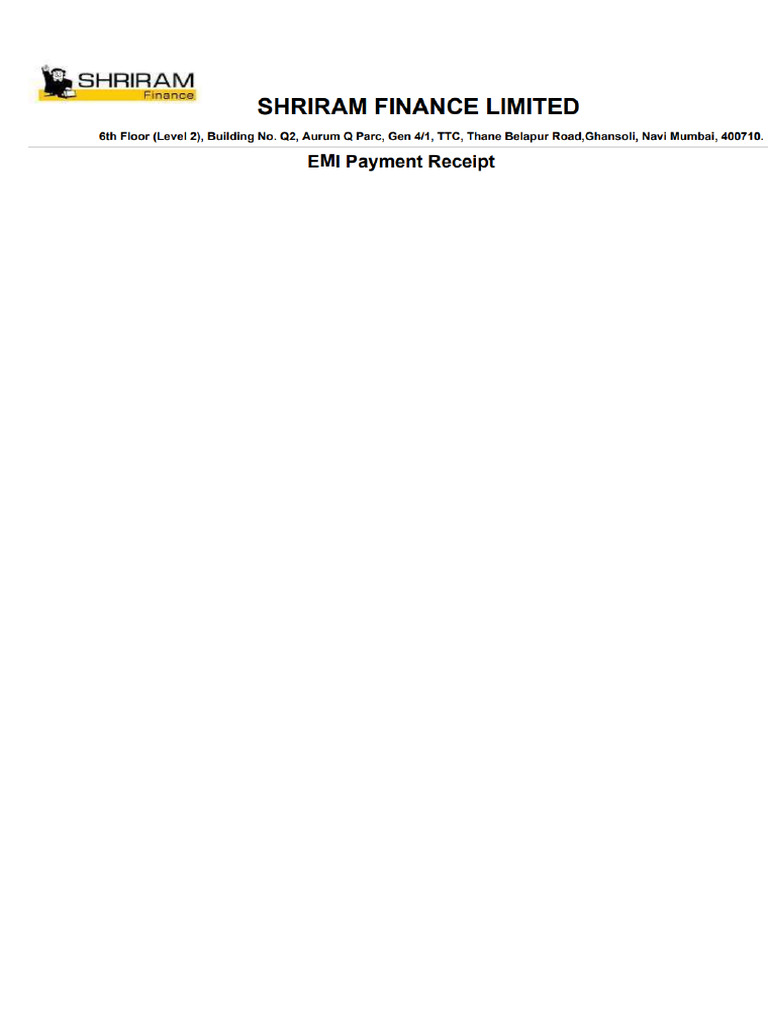 Shriram Finance Loan Payment Receipt | PDF