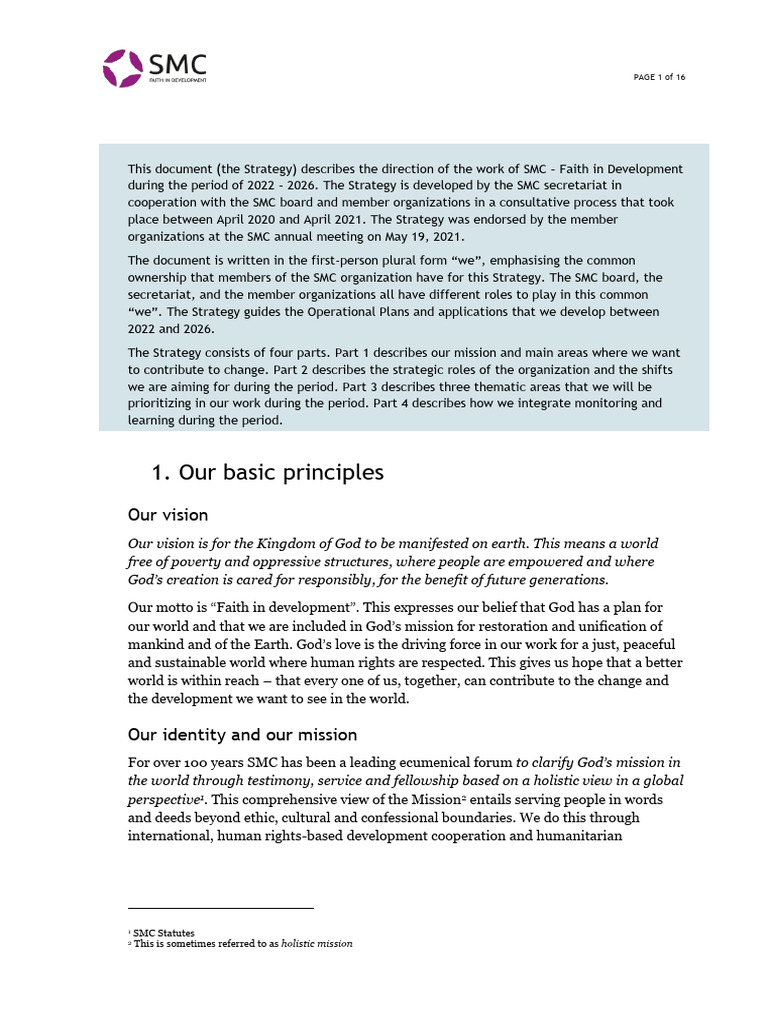 SMC Strategy 2022 2026 Eng | PDF | Sustainability | Christian Mission