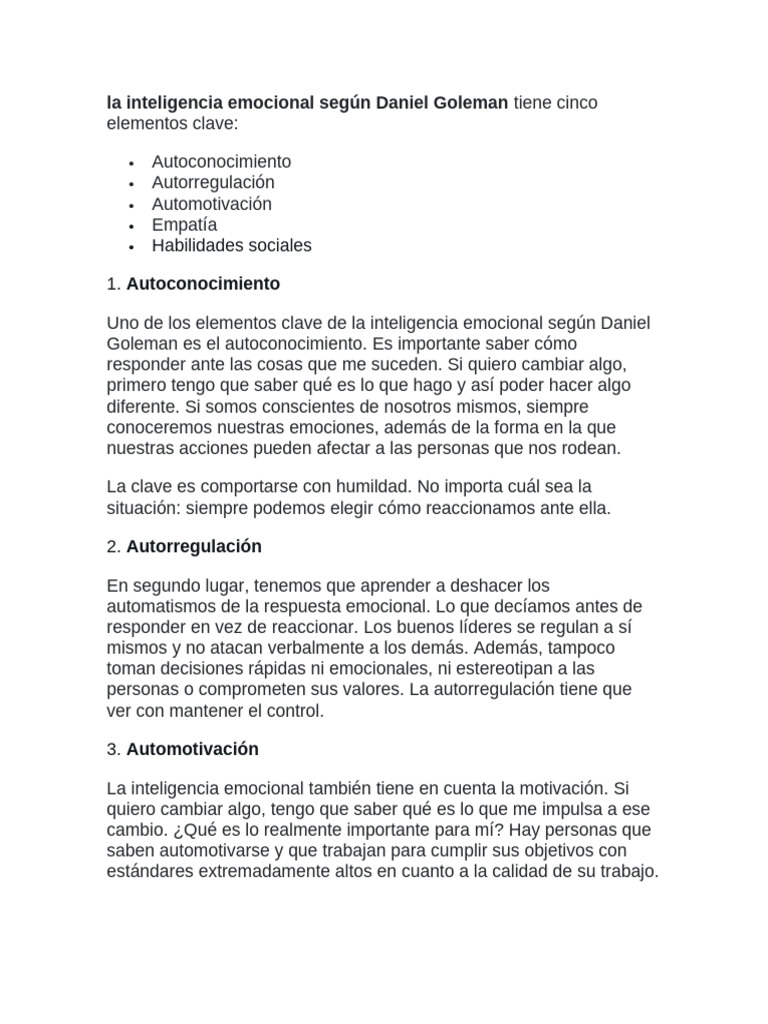 Inteligencia Según Daniel Goleman | PDF | Inteligencia emocional | Las ...