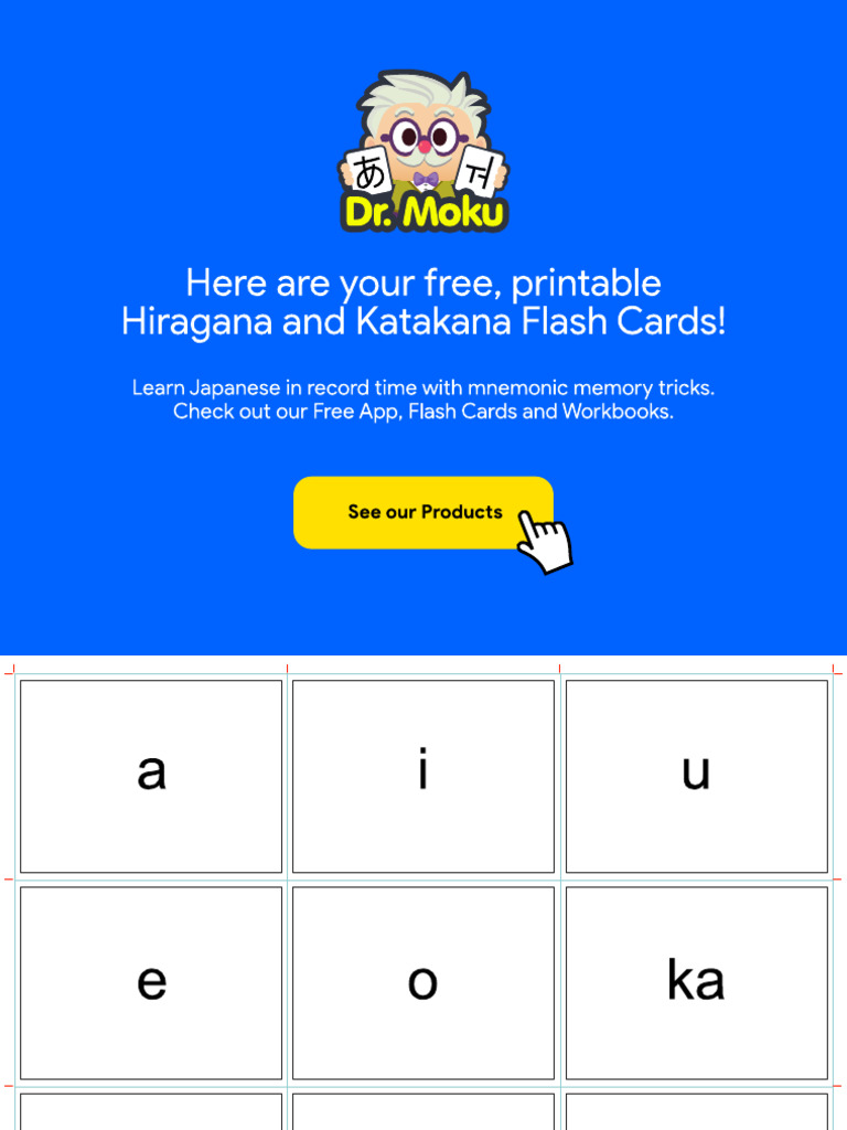 Free Japanese Hiragana and Katakana Printable Flash Cards | PDF