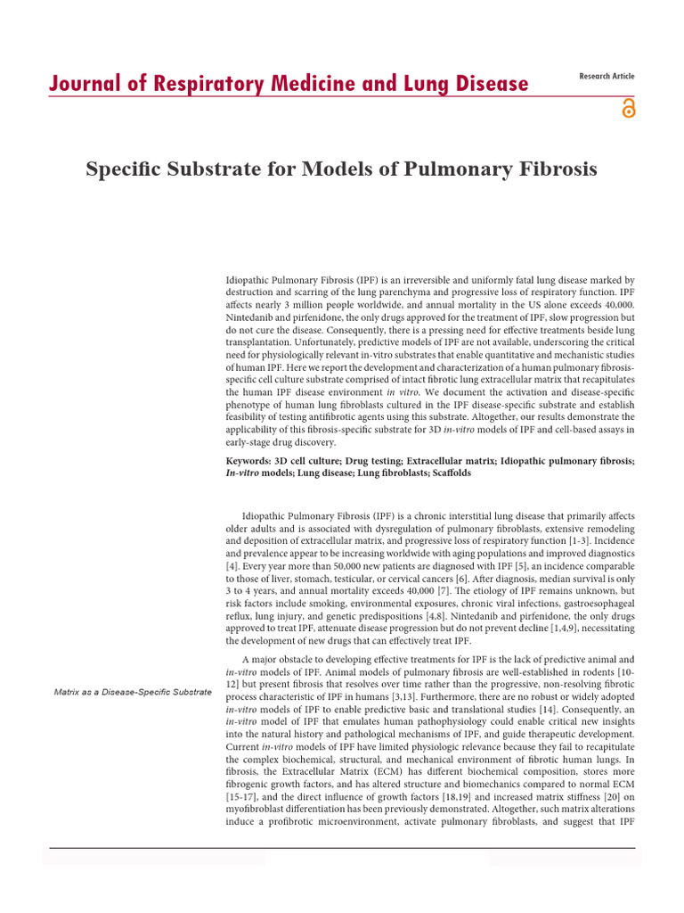 Fibrotic Human Lung Extracellular Matrix As A Disease Specific Substrate 5093 | PDF ...