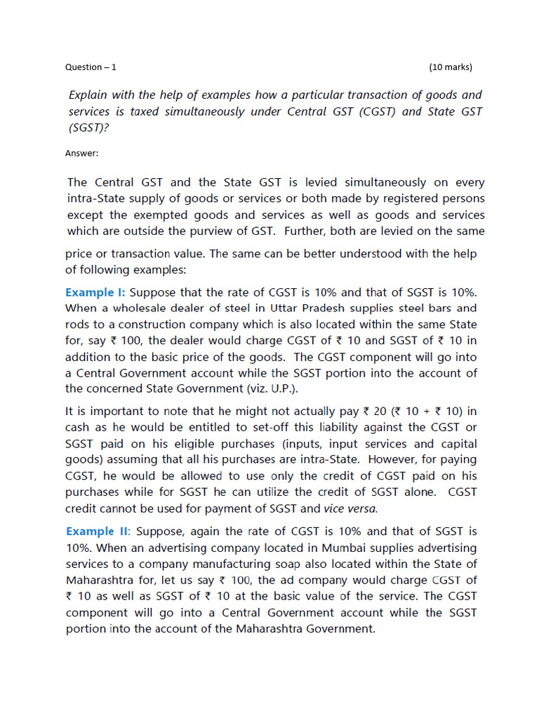 Introduction To GST (Questions & Answers) | PDF