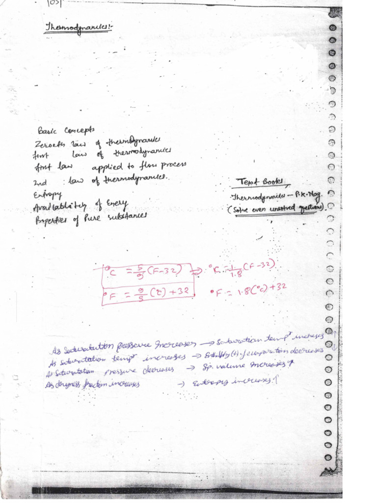 Thermodynamics Study Notes B & W | PDF | Science & Mathematics