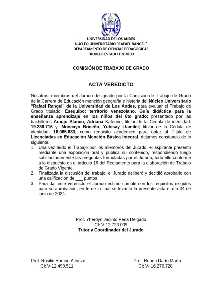 ActaVeredictoyUBISAI-aDRIANA 115648 | PDF | Ciencia y matemáticas