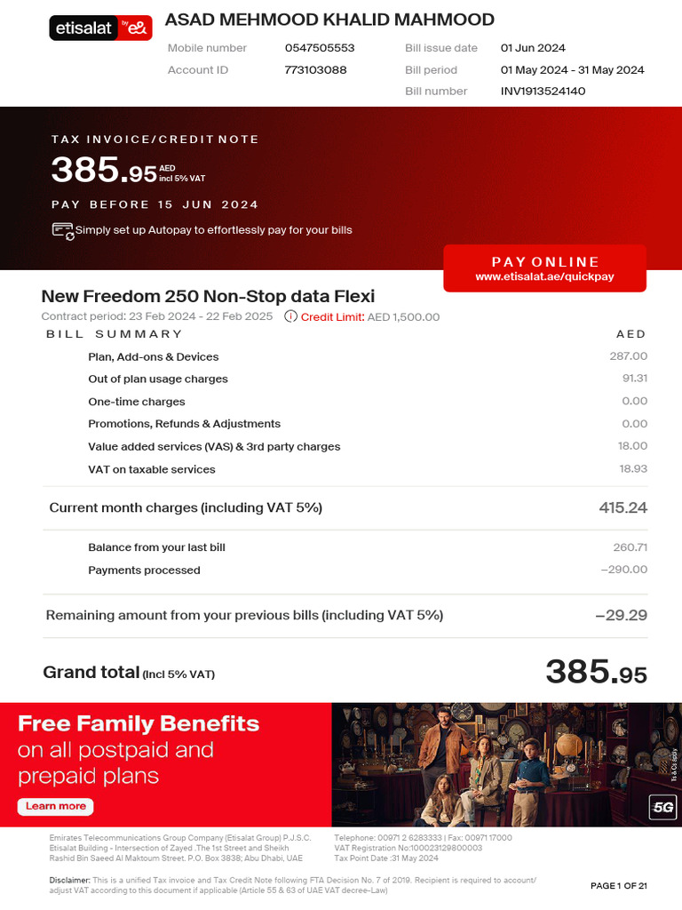 Bill | PDF | Value Added Tax | United Arab Emirates