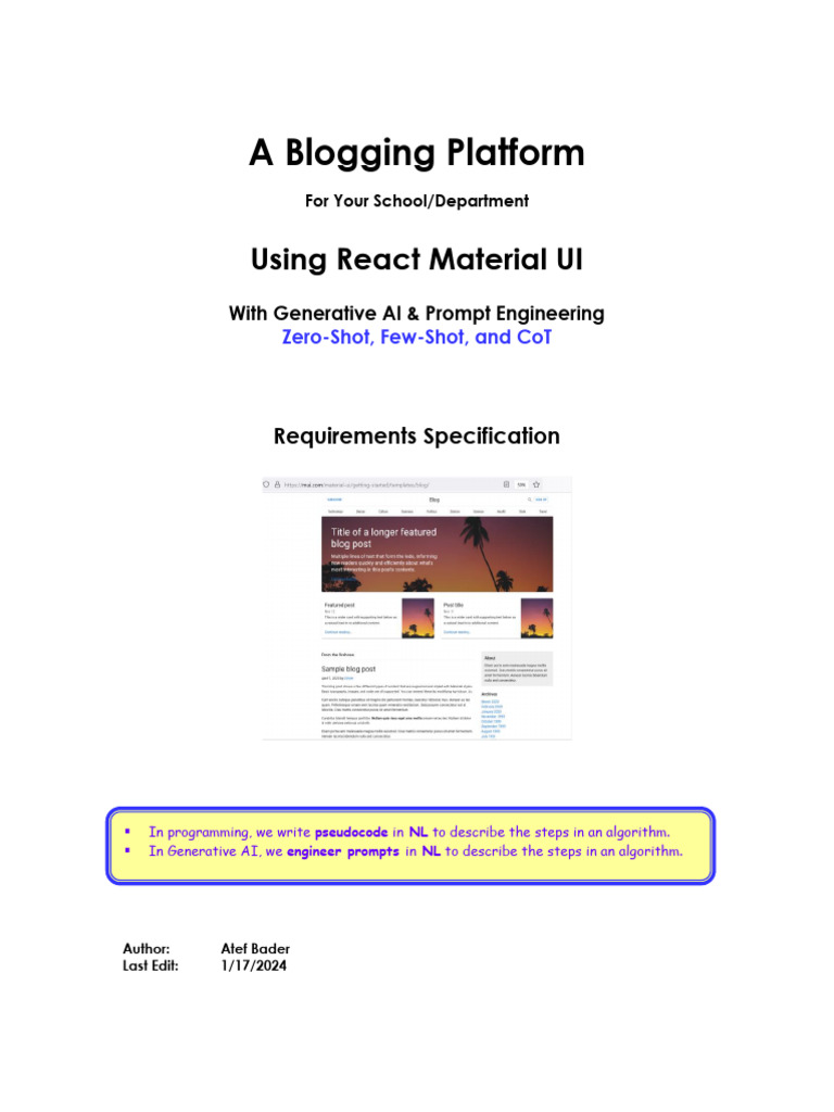Blogging Platform - Requirements Specification | PDF | Software ...