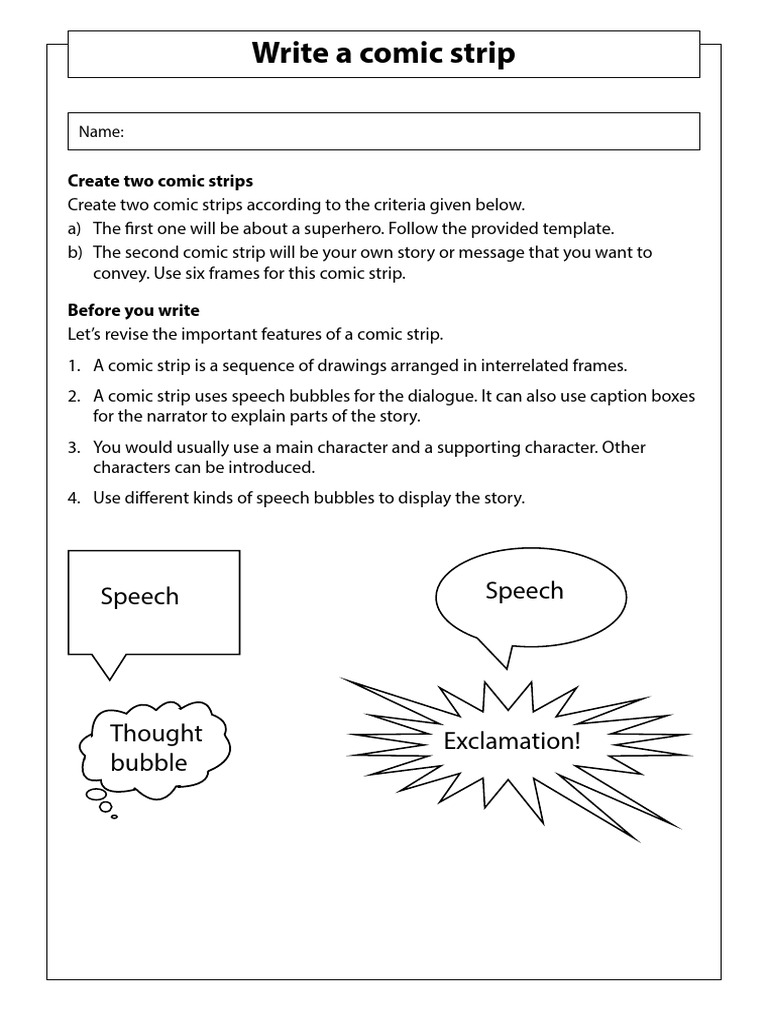 05 Writing Write A Comic Strip | PDF | Comic Strips | Human Communication