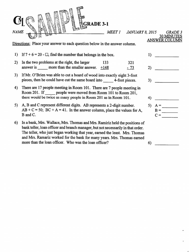 CML Grade 3 Sample | PDF