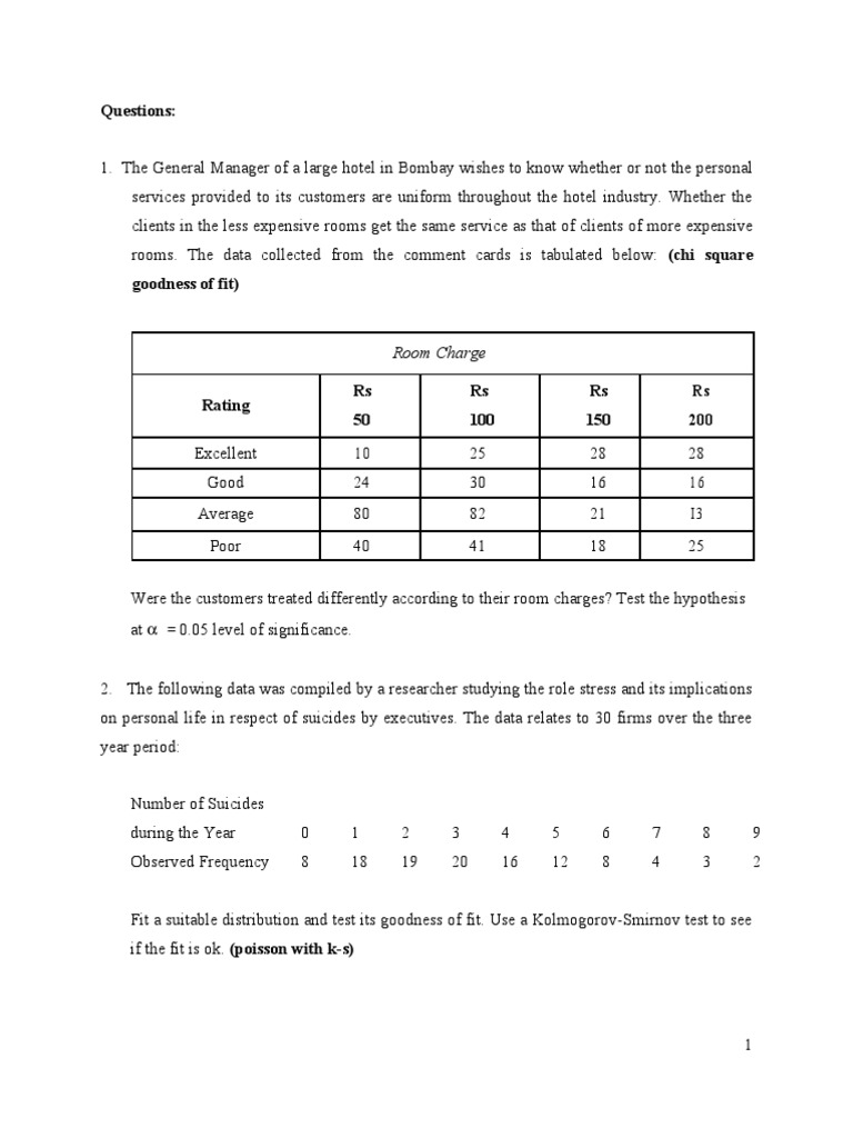 Questions:: Room Charge | PDF | Marketing | Statistics