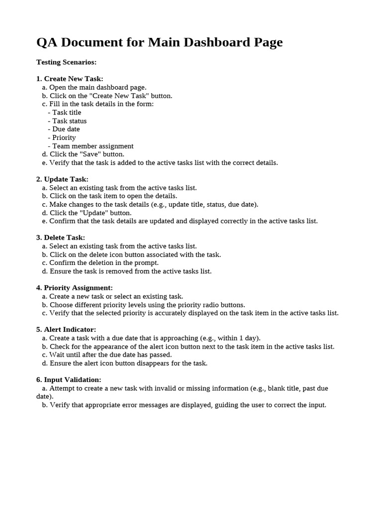 QA Document For Main Dashboard Page | PDF | Icon (Computing) | Button (Computing)