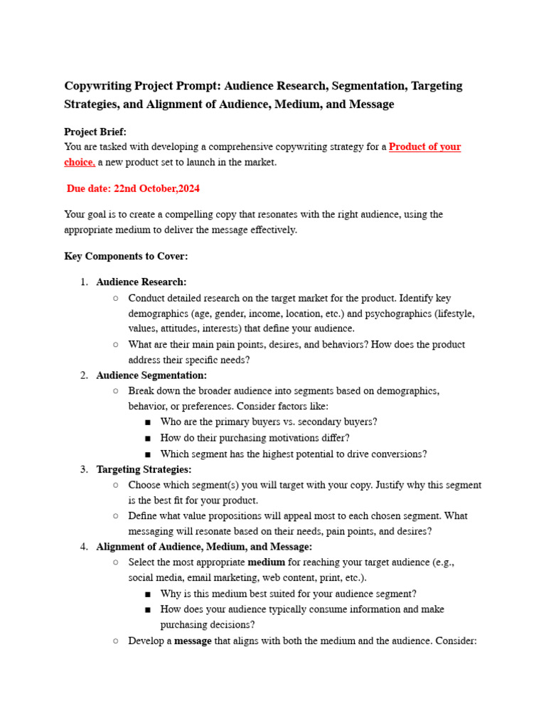 Copywriting Project #1.1 | PDF | Market Segmentation | Psychology