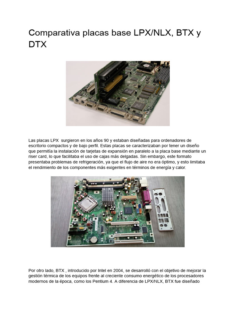 Comparativa Placas Base LPX - NLX, BTX y DTX | PDF | Informática