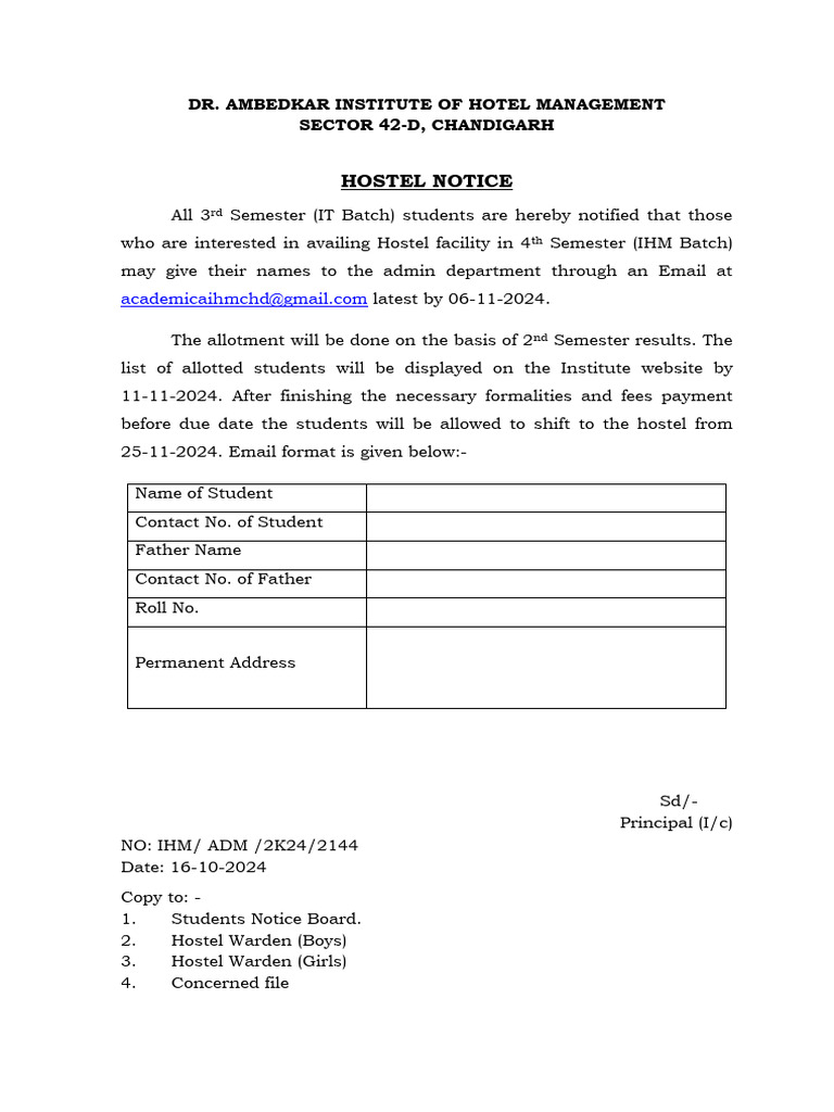 Hostel Notice | PDF