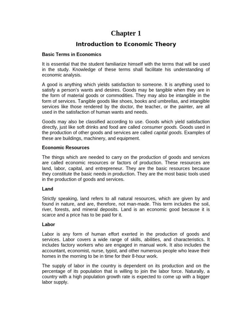Introduction to Economic Theory Basics | PDF | Supply And Demand ...