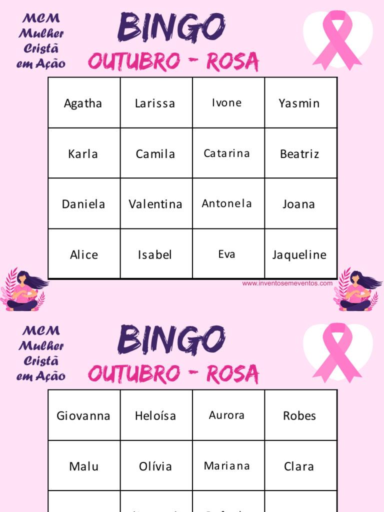 Bingo Outubro Rosa para Imprimir | PDF