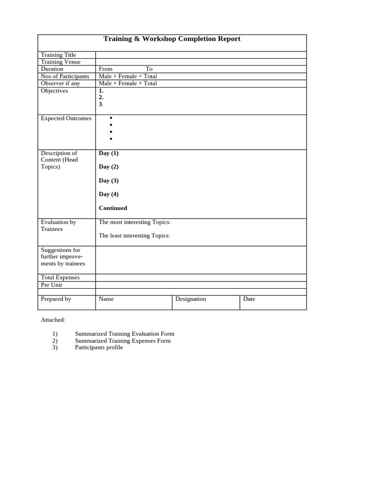 Training Completion Report Summary | PDF
