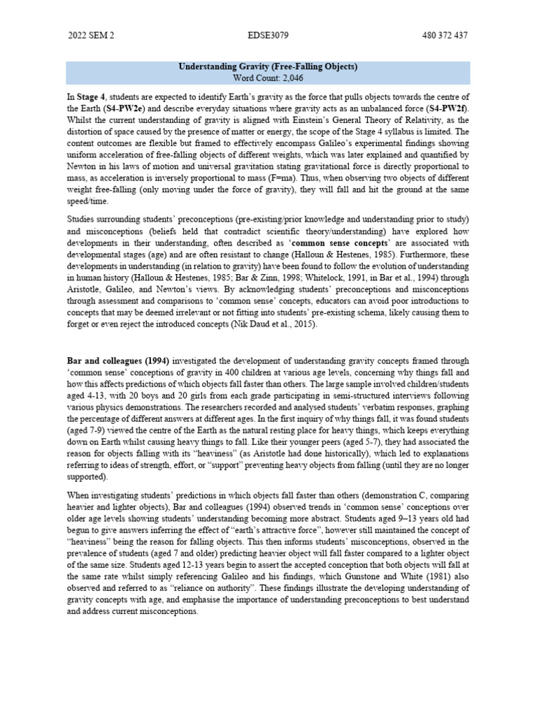 Annotated-3079 480372437 Task1 Misconceptions | PDF | Gravity | Force