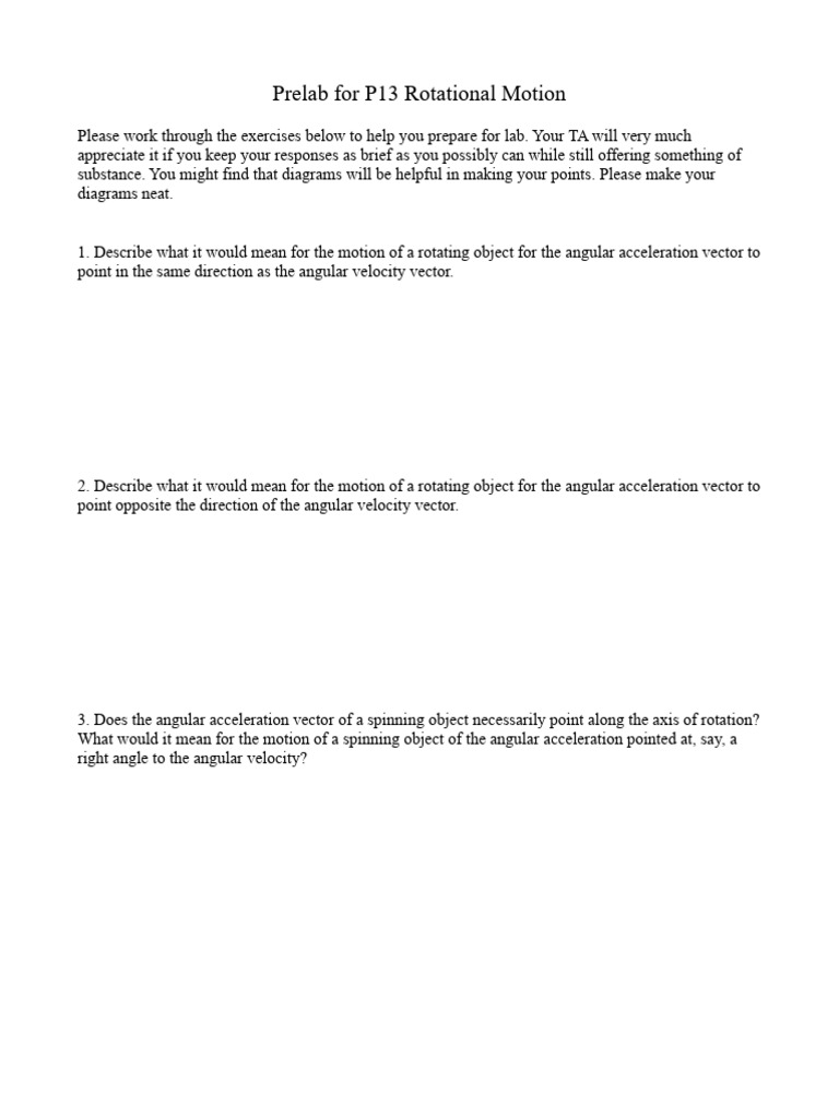 Rotational - Motion.prelab.10 2019 | PDF | Science & Mathematics