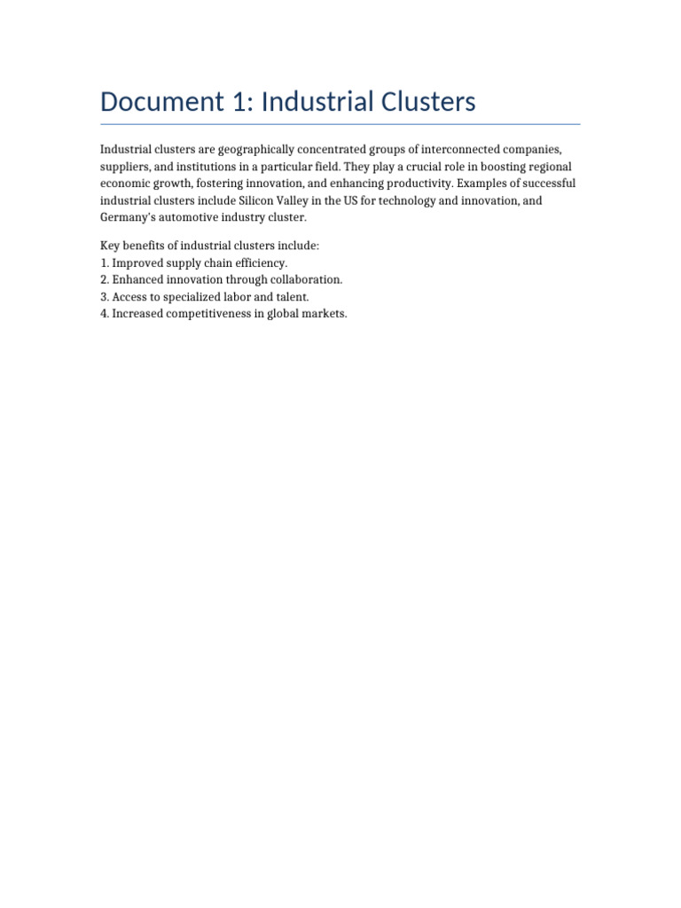 Benefits of Industrial Clusters | PDF | Business | Politics