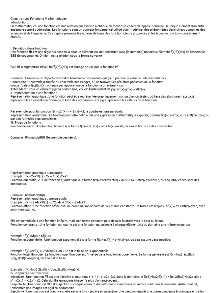 Introduction aux Fonctions Mathématiques | PDF | Fonction ...