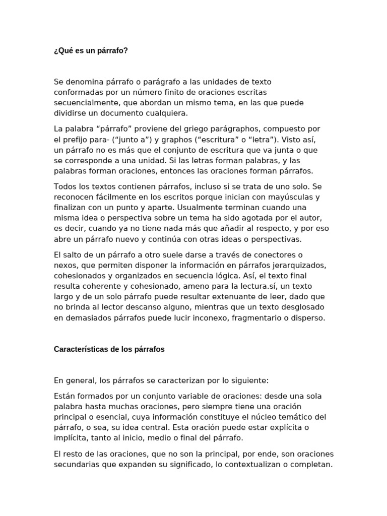 Definición y características del párrafo | PDF | Párrafo | Escritura