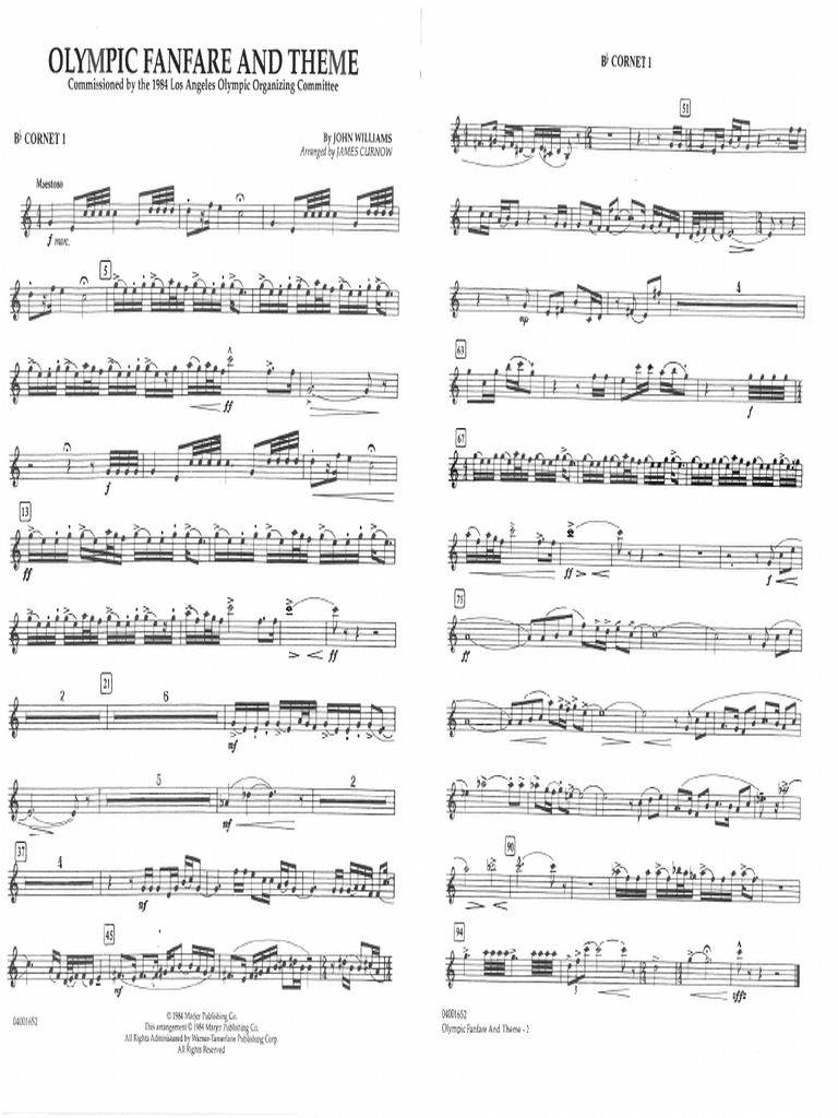 16 Williams Olympic Fanfare and Theme - Cornet 1 | PDF