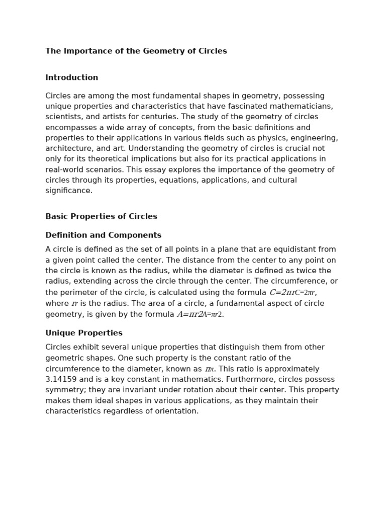 The Importance of The Geometry of Circles | PDF | Circle ...