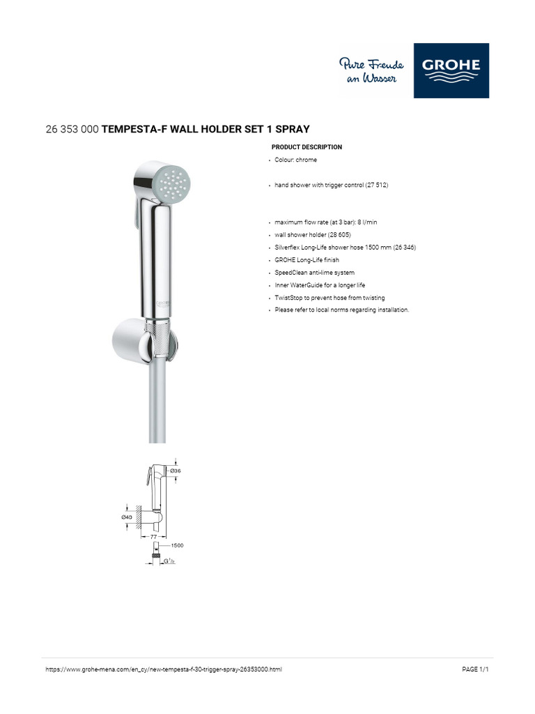GROHE Specification Sheet 26353000 241003 172139 | PDF