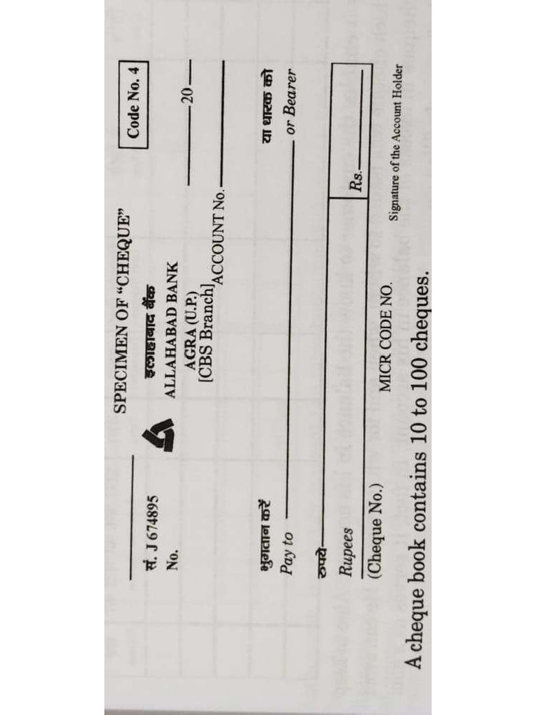 Specimen of Cheque | PDF