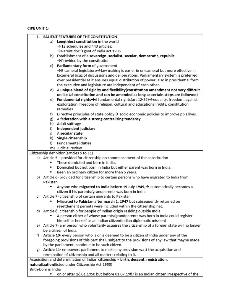 Cipe Unit 1,2,4 | PDF | Citizenship | Layoff