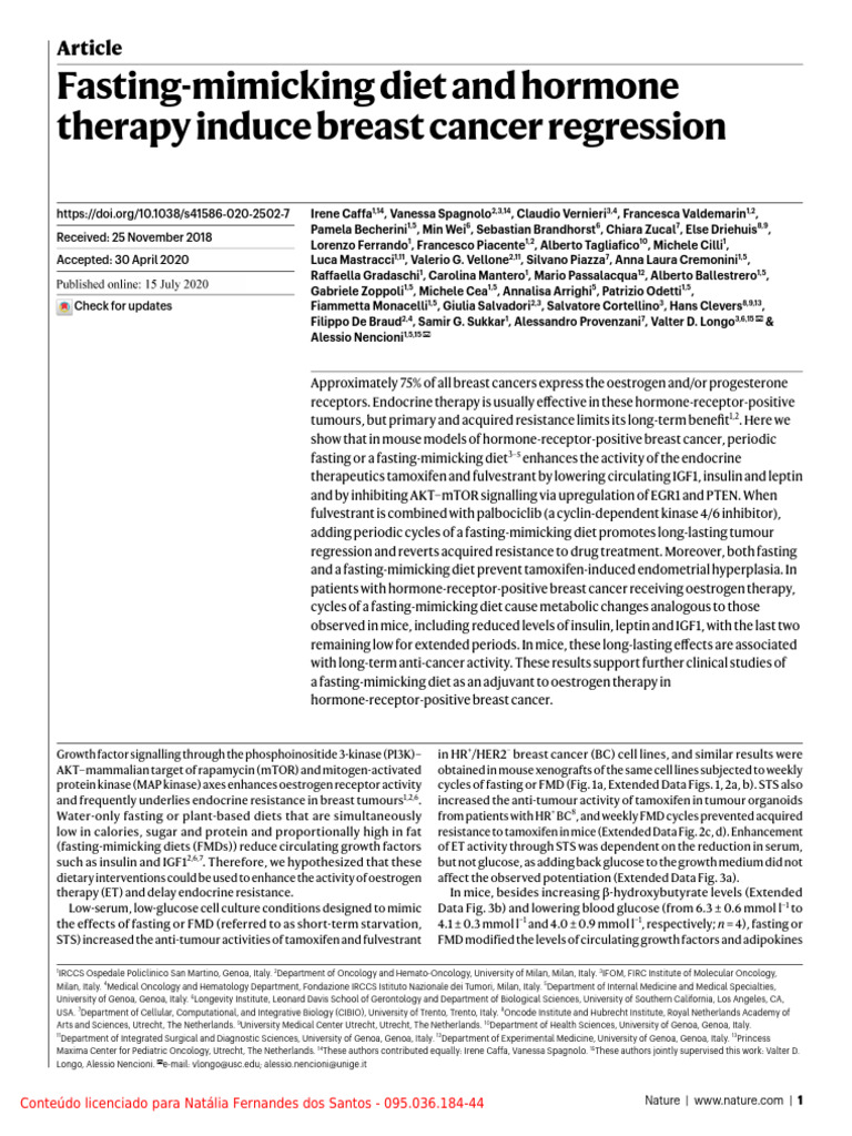 Artigo Cancerdemama FMD | PDF | Insulin Like Growth Factor 1 | Protein Kinase B