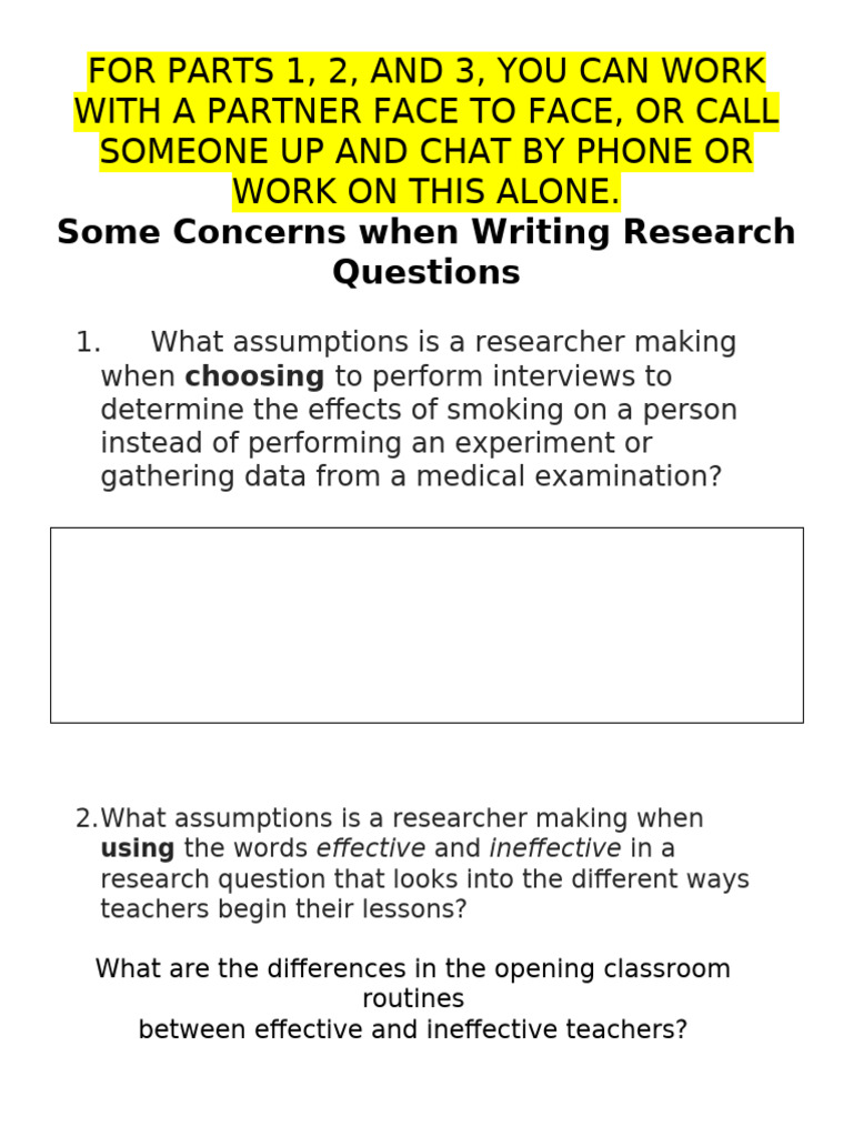Some Concernswhen Writing Research Questions Defining Terms | PDF ...