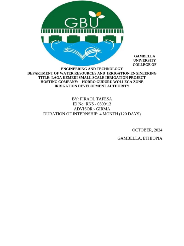 Firaol Internship 2017 (1) (New) | PDF | River | Environmental Impact Assessment