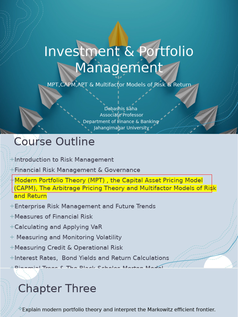 FRM - MPT Capm Apt - Lecture 03 | PDF | Modern Portfolio Theory ...