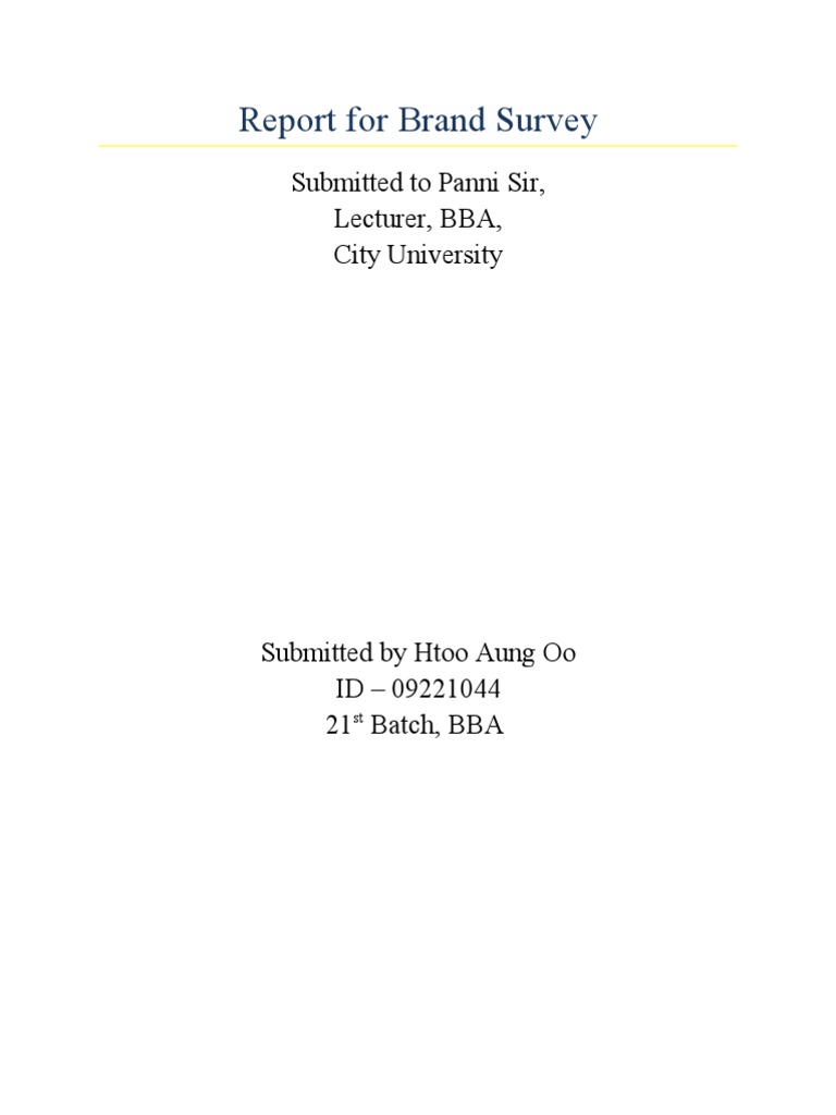 Report For Brand Survey | PDF